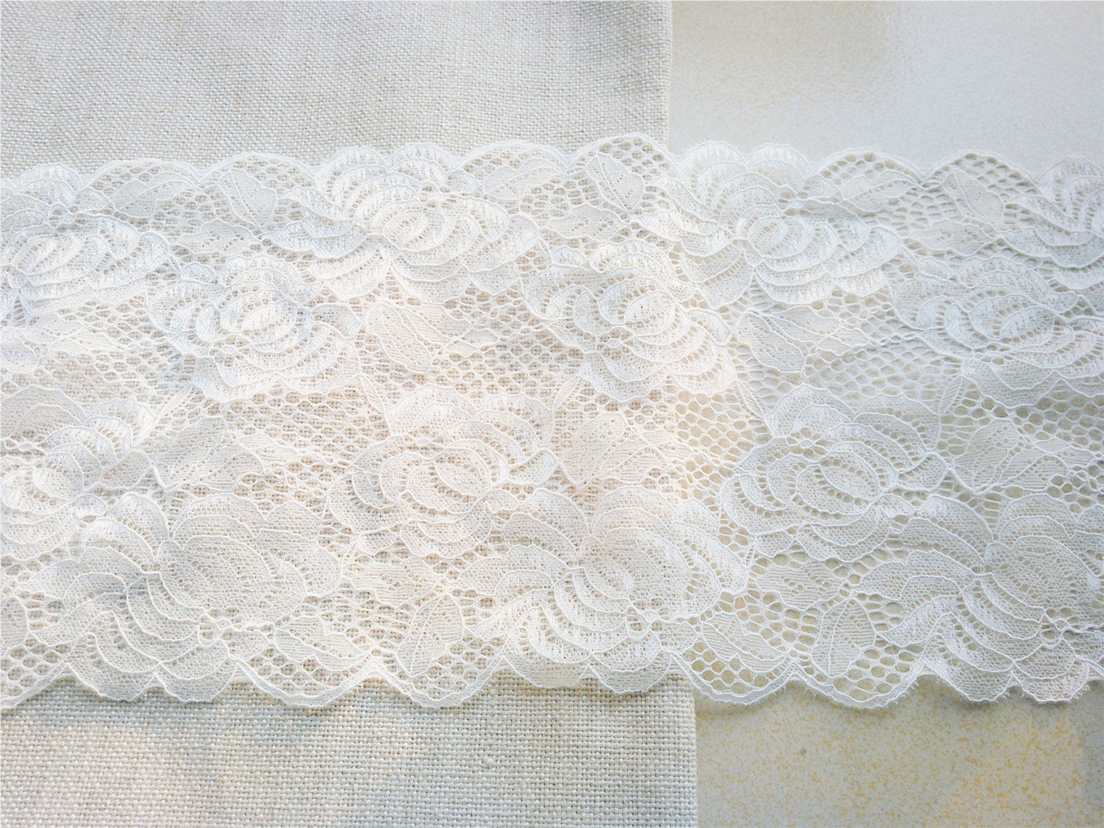 Off Wide Stretch Lace Trim Sell by Yardblack Stretch Lace - Etsy