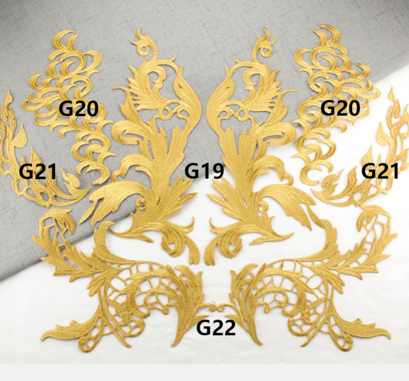 Gold Applique embroidery Patch 1pair2pcs - Etsy