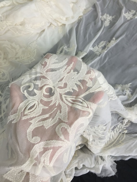 Silk Lace Fabric cotton Embroidery on 100 Silk Fabric wedding Dress Fabric flower Embroidery lace Chiffon embroidery Chiffon 1a3196 Etsy UK