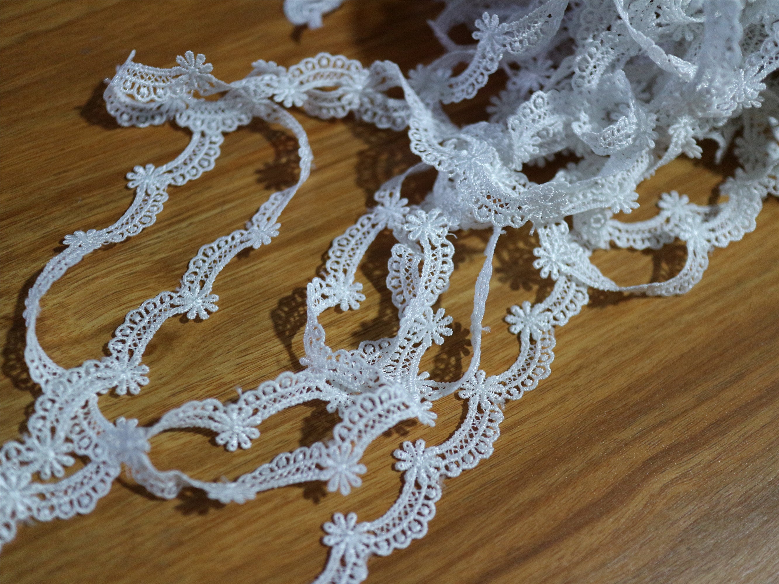 Pure white lace trim by yard for DIY sewingpolyester lace | Etsy