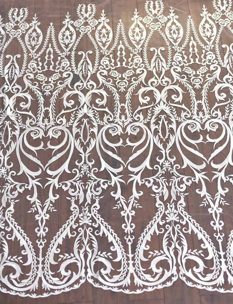 Baroque lace fabric by yard white lace fabric-Embroidery | Etsy