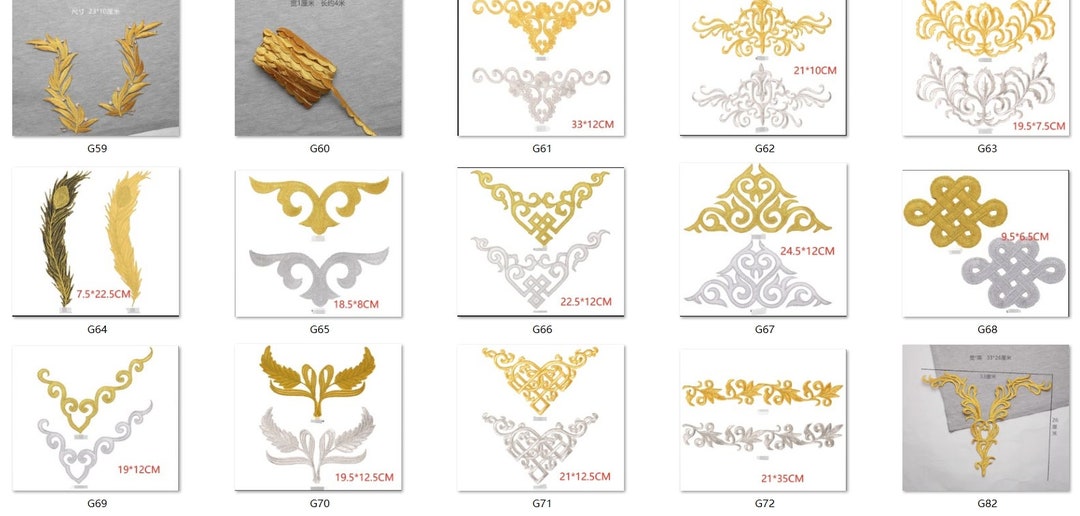 Metallic Gold Embroidery Patch ,silver Patch, Gold Applique ,DIY Patch ...