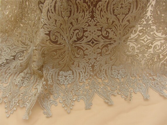gold thread lace fabric silver embroidery Flower lace for DIY | Etsy
