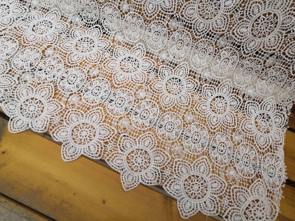 Cotton Lace Fabric, Wide Scalloped Lace Fabric 110cm*1yard,white Lace ...