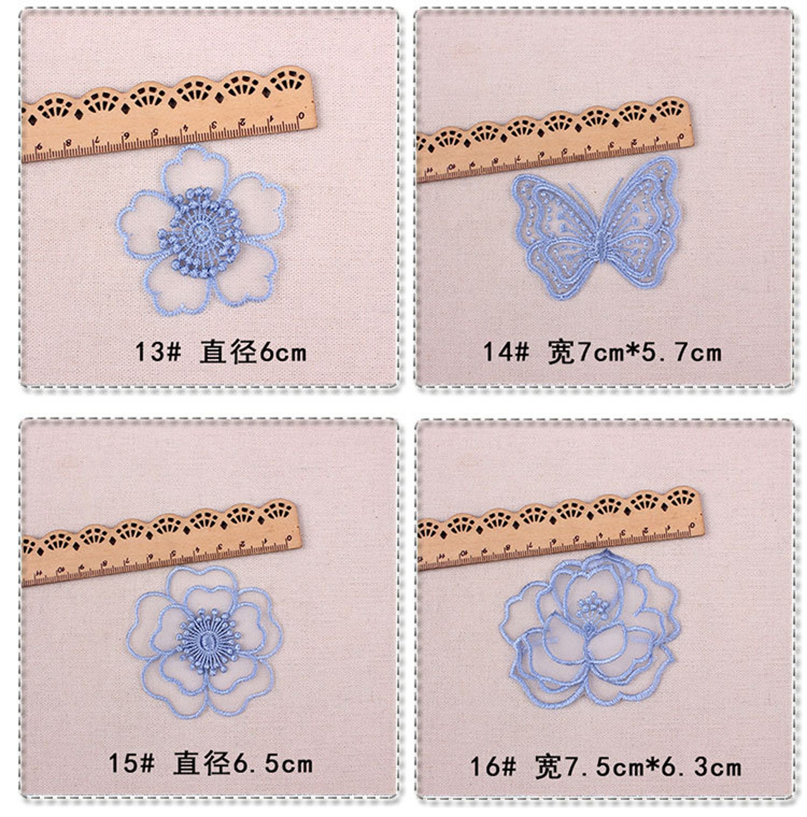 10pcs Blue LACE Applique , Embroidery Applique,lace Applique,wedding ...