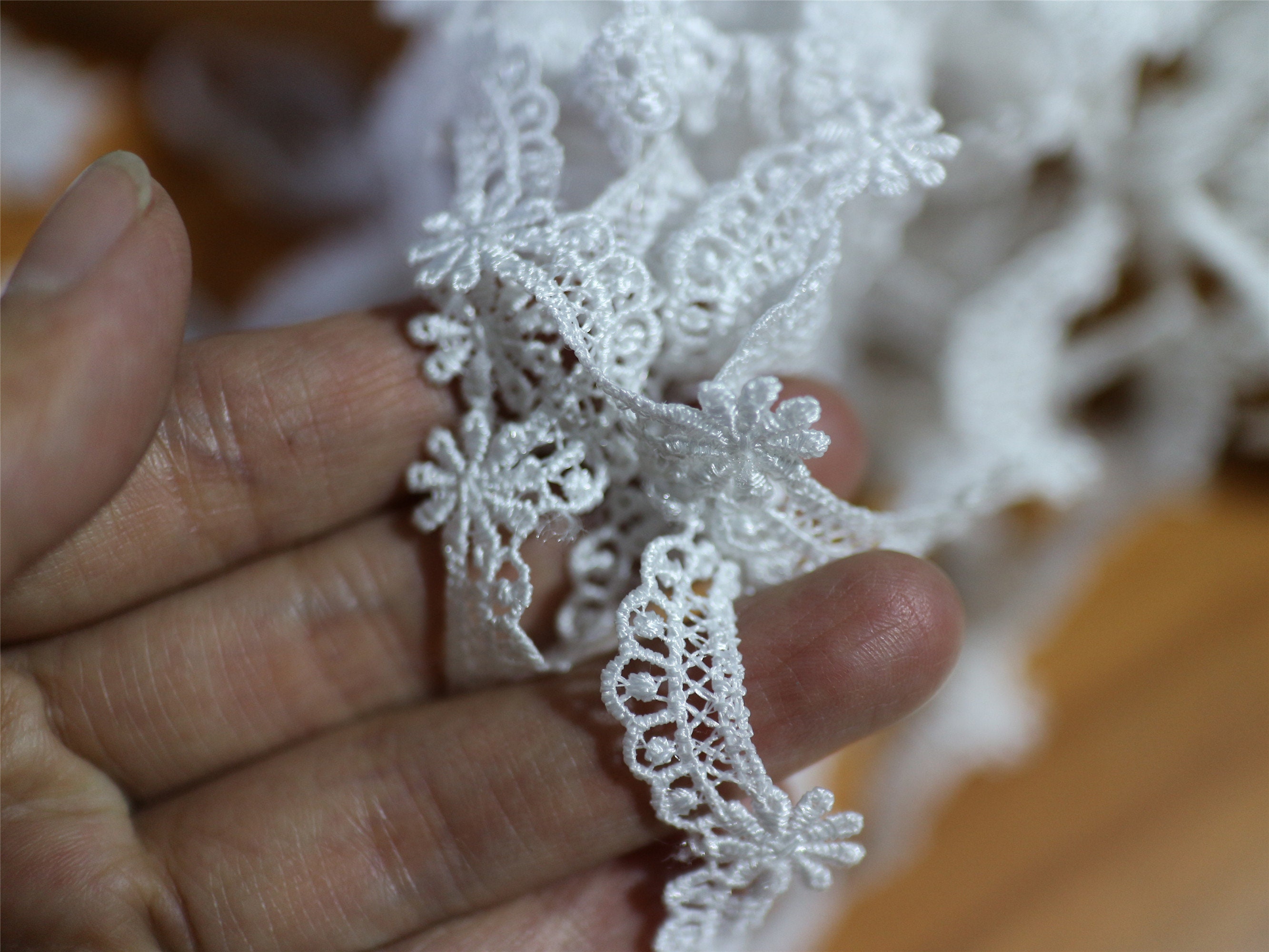 Pure white lace trim by yard for DIY sewingpolyester lace | Etsy