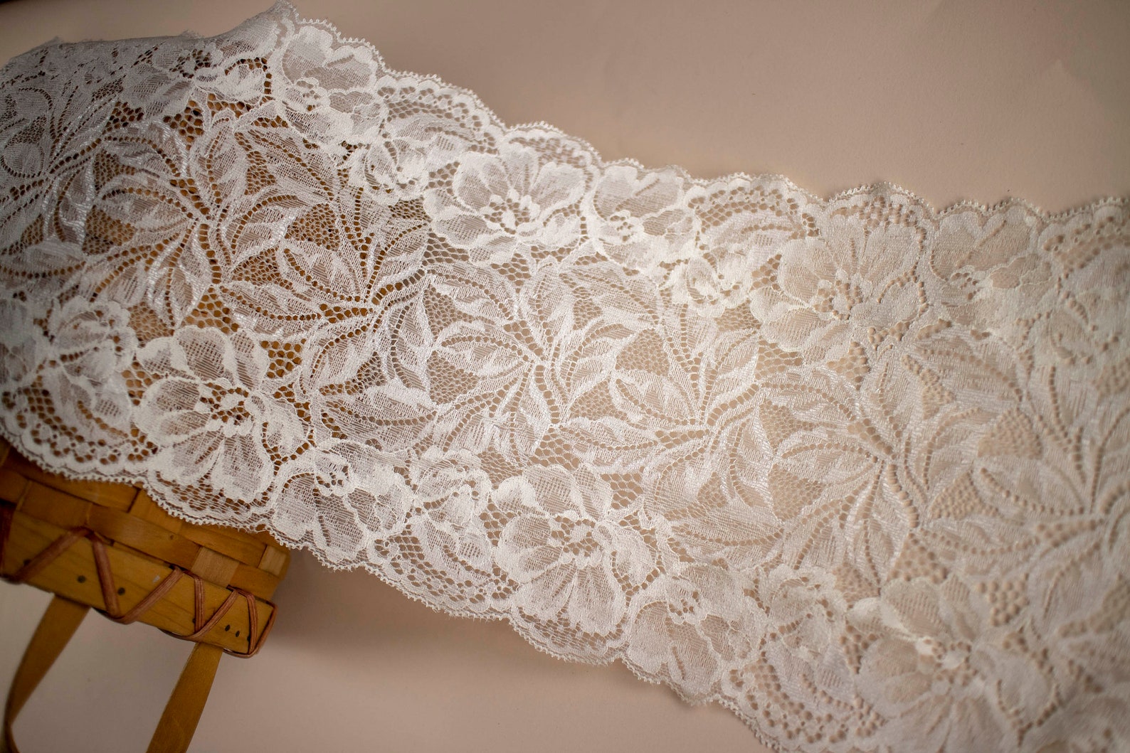 Ivory White Lace Fabric Stretch Lace Trimmingpure White | Etsy