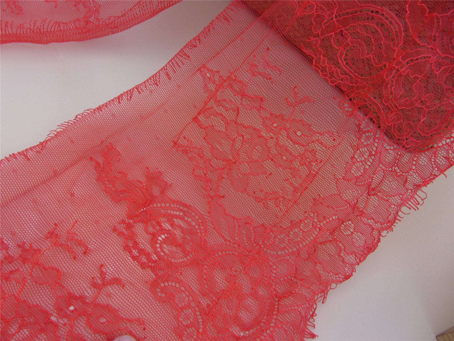 Red Lace Trim French Lace Chantilly Lace Bridal gown lace | Etsy