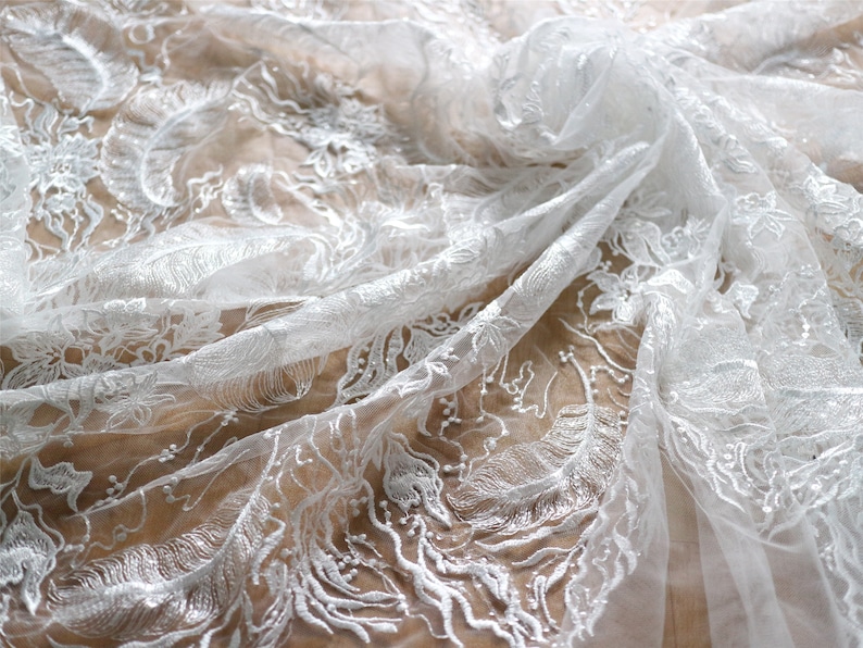 Leaves Lace Fabric baroque Lace Fabric White Lace | Etsy