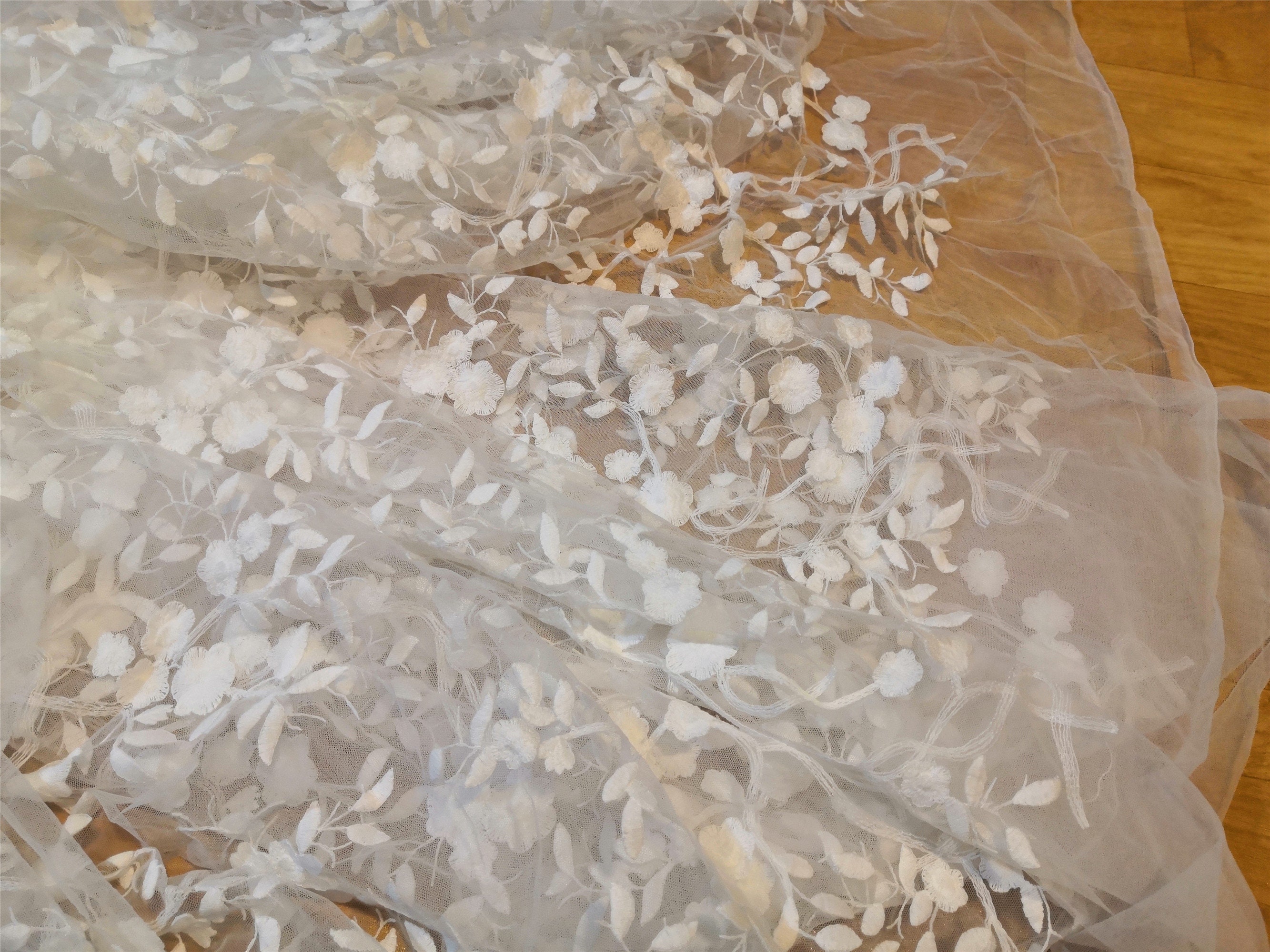 Embroidery laceCotton Lace Fabric in off White ecru white | Etsy