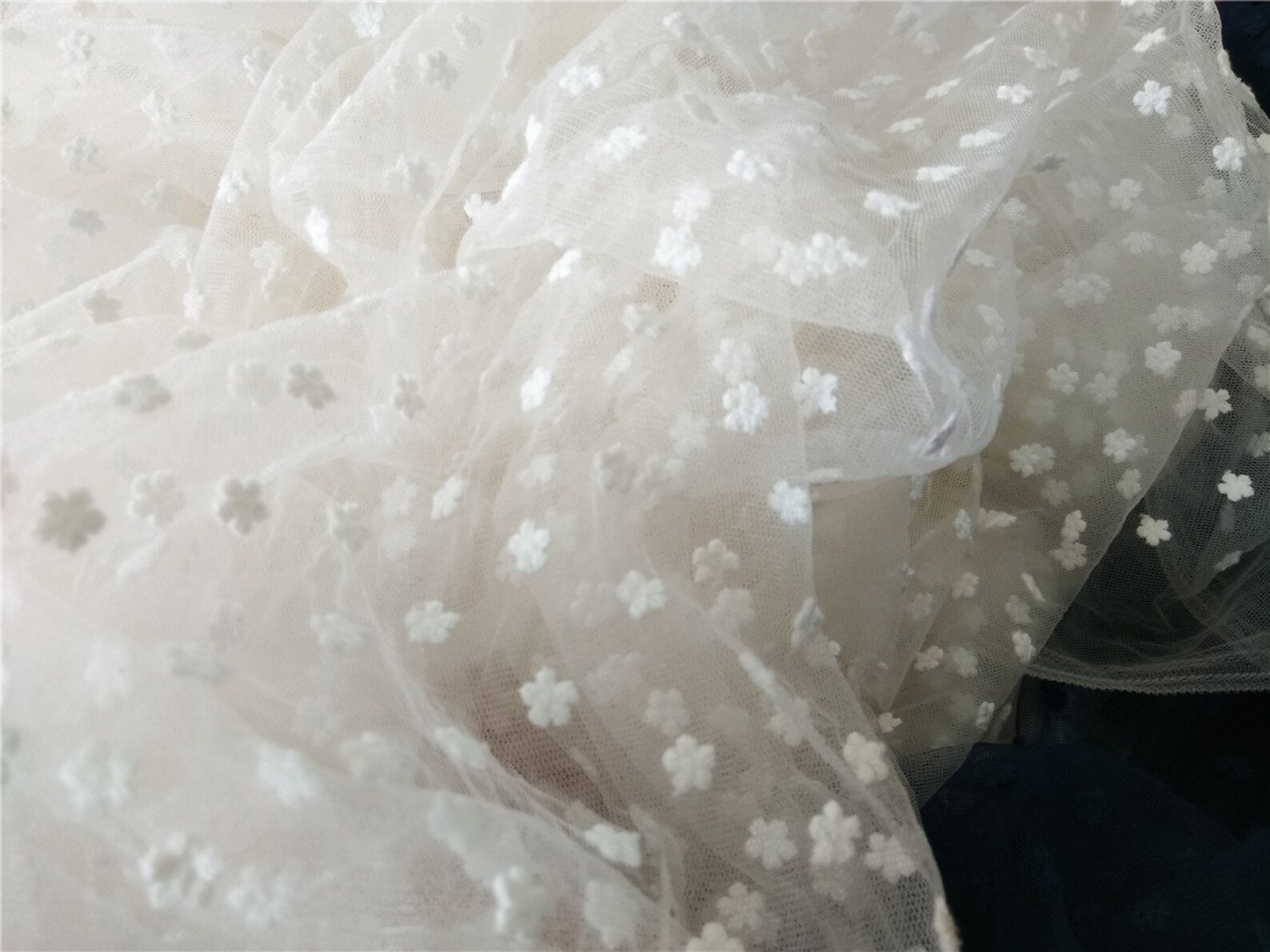Navy blue Lace Fabric star Embroidered Tulle 55 Lace | Etsy