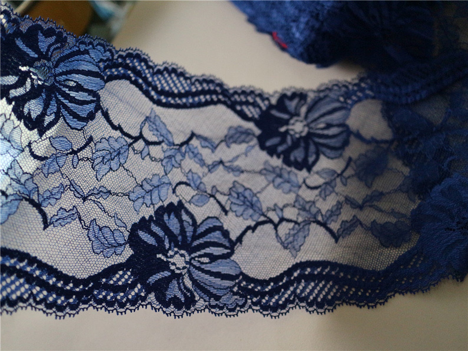 Blue Lace Wedding Lace Trimstretch Lace Trim With Blue | Etsy