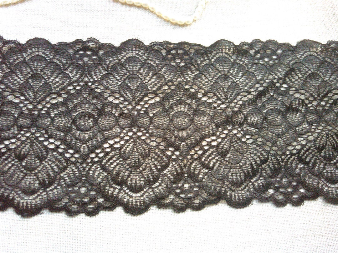 Black Flower Lace Trimming,stretch Lace Trim - Extra Wide Lace Trim, 6. ...