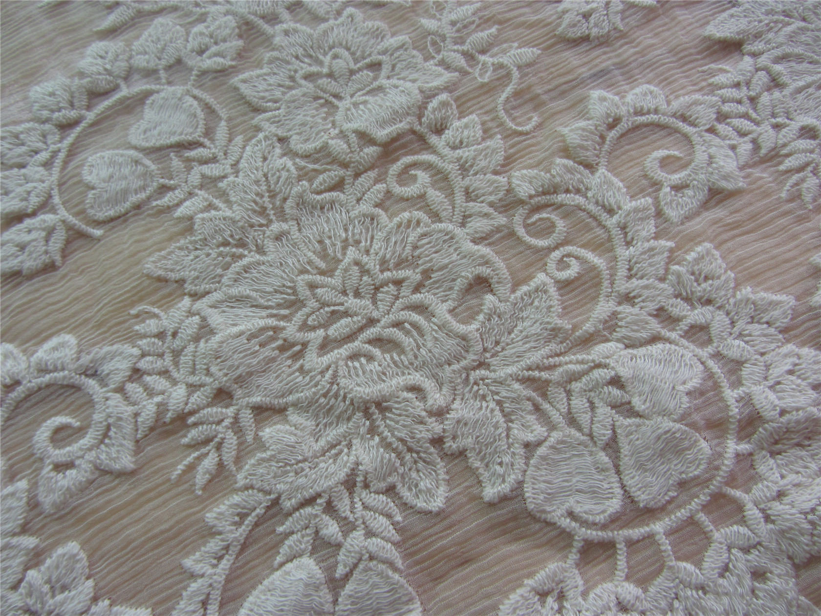Ivory silk laceEmbroidery silk fabriccrinkle silk chiffon | Etsy