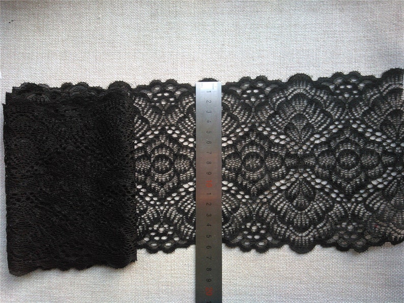 Black Flower Lace Trimmingstretch Lace Trim Extra Wide Lace - Etsy