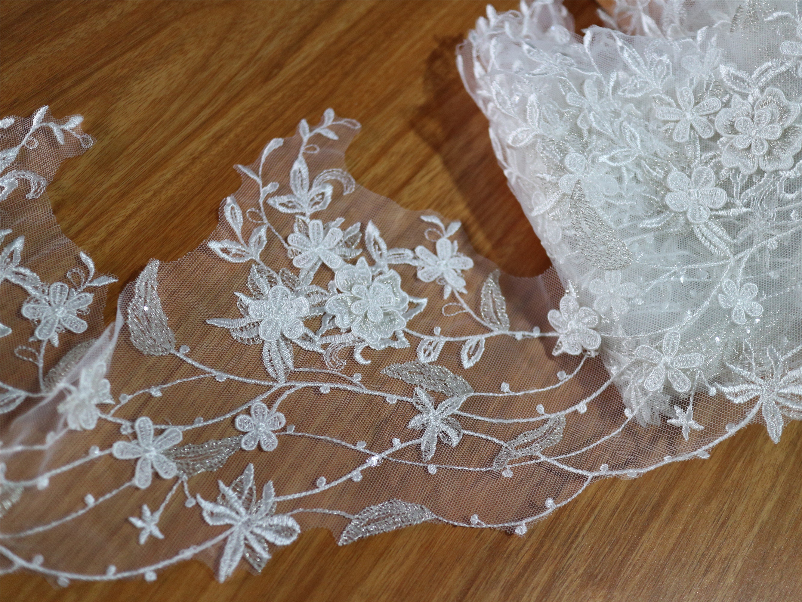3D Lace Trim Wedding Lace trimmingoff white Floral | Etsy