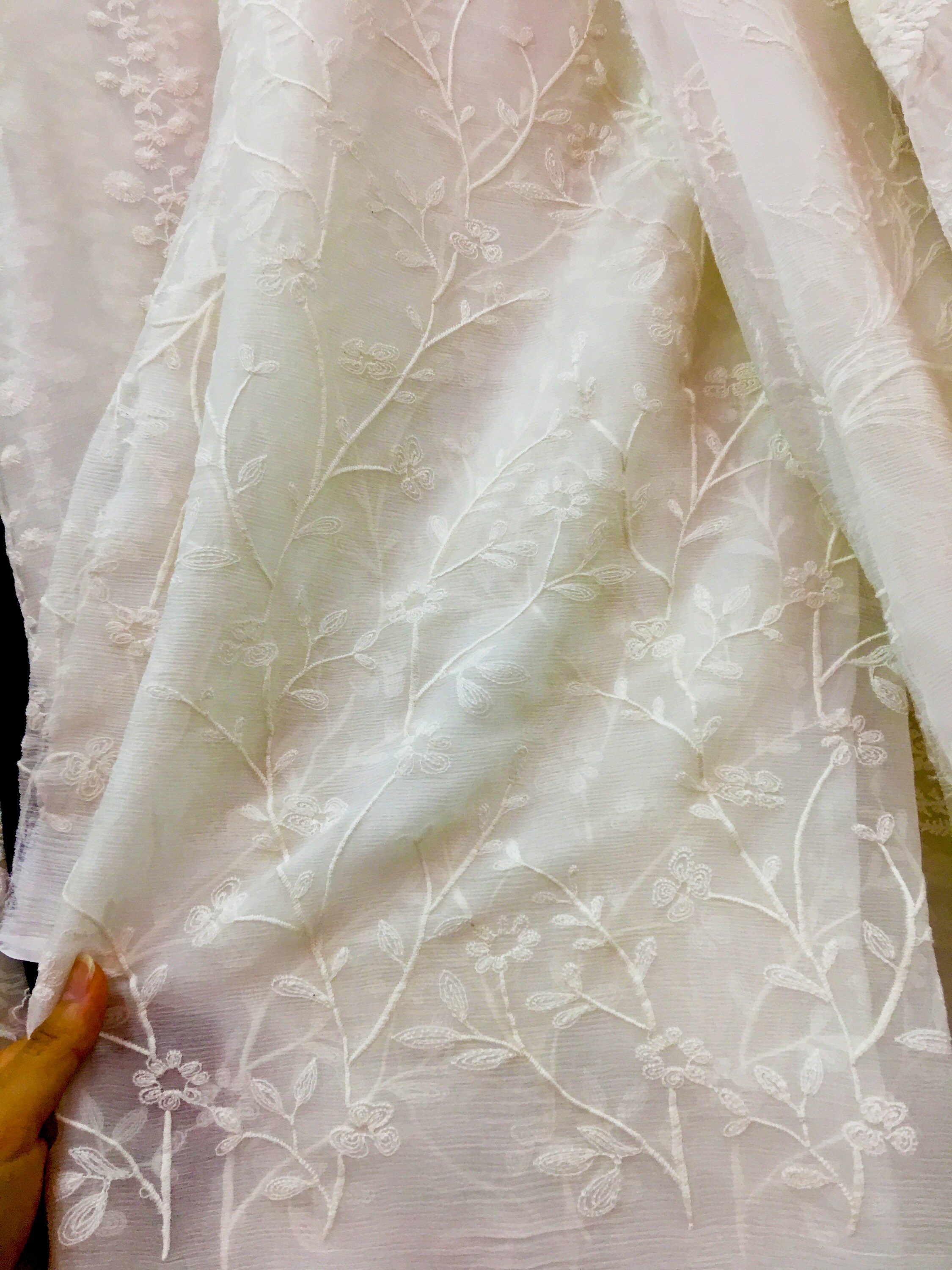 Off White Silk Flower Embroidery Fabricsilk and Cotton | Etsy