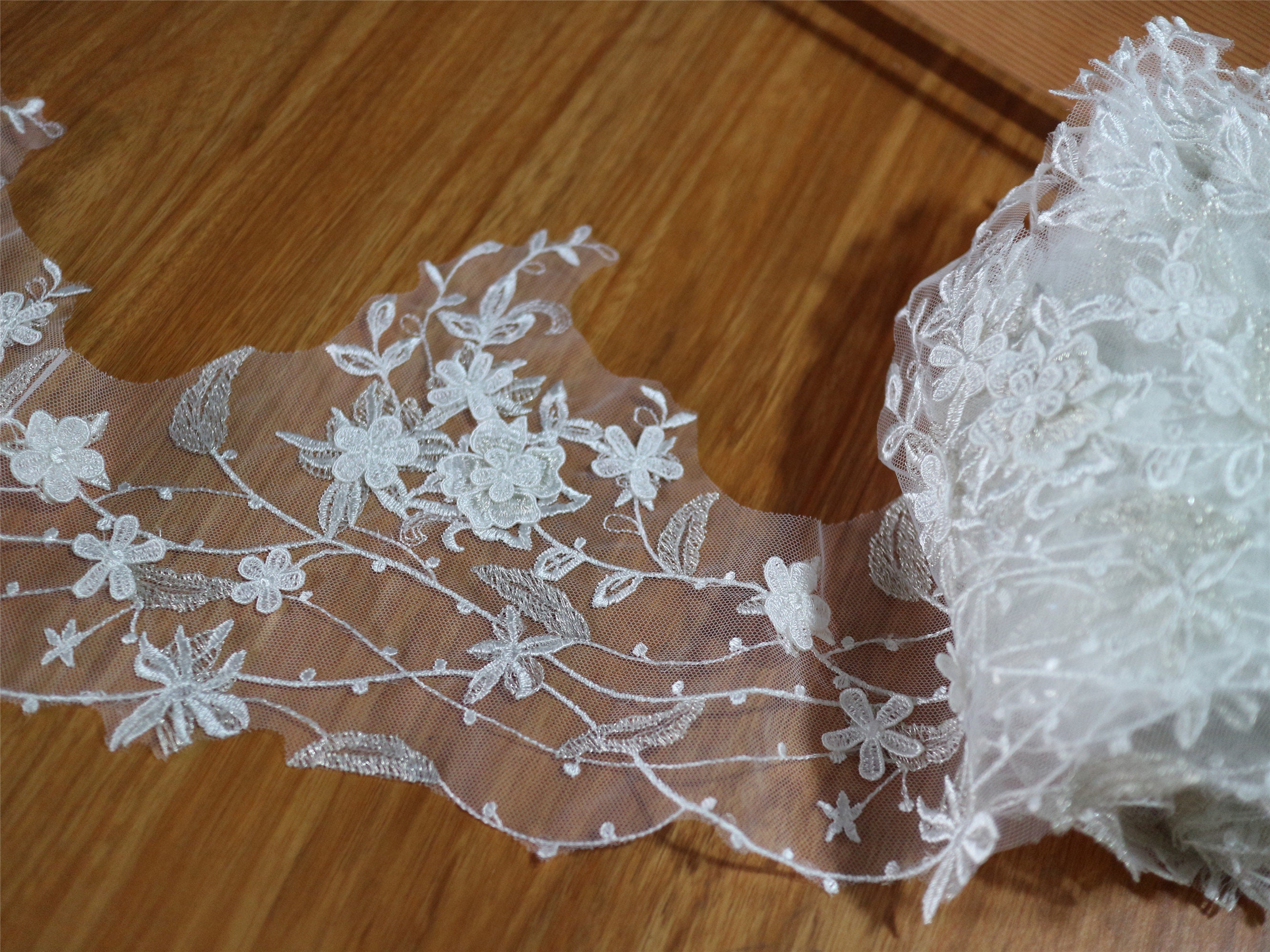3D Lace Trim Wedding Lace trimmingoff white Floral | Etsy