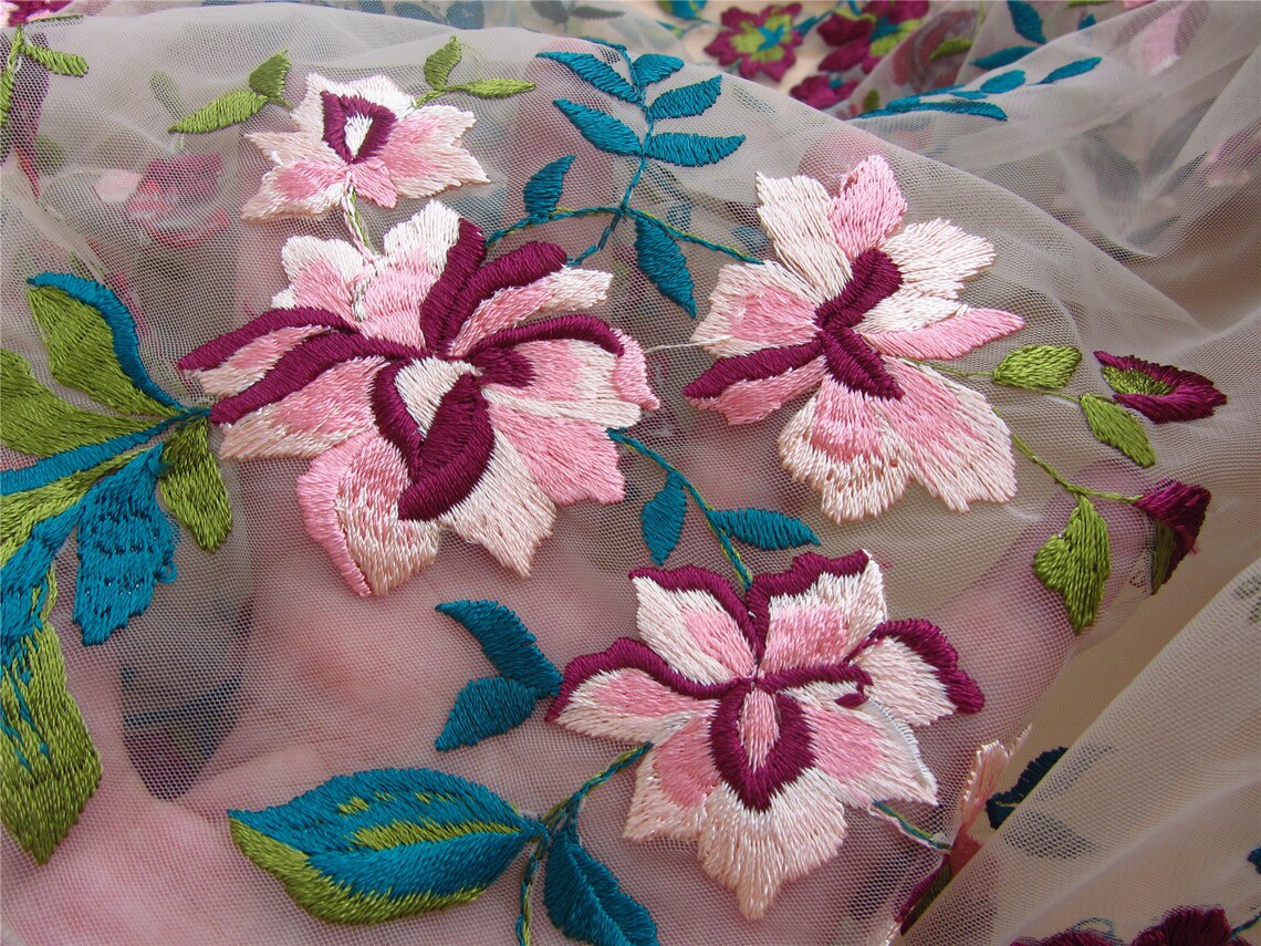 Embroidery Lace Fabric flower Embroidery Lace for Girls - Etsy UK