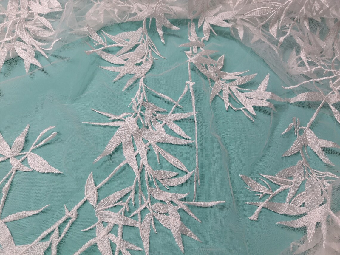 Bamboo Leaves Lace Fabric in off Whiteembroidery Dress Lace - Etsy