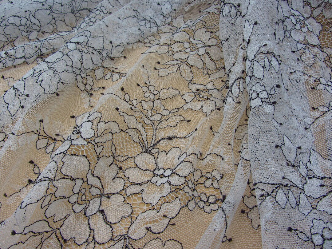 Skirts Lace Fabric,black Cording Lace ,off White French Chantilly Lace ...