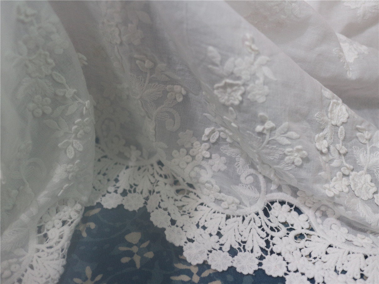 Cotton ivory Lace Fabric in off White Retro 3DFlower Lace | Etsy