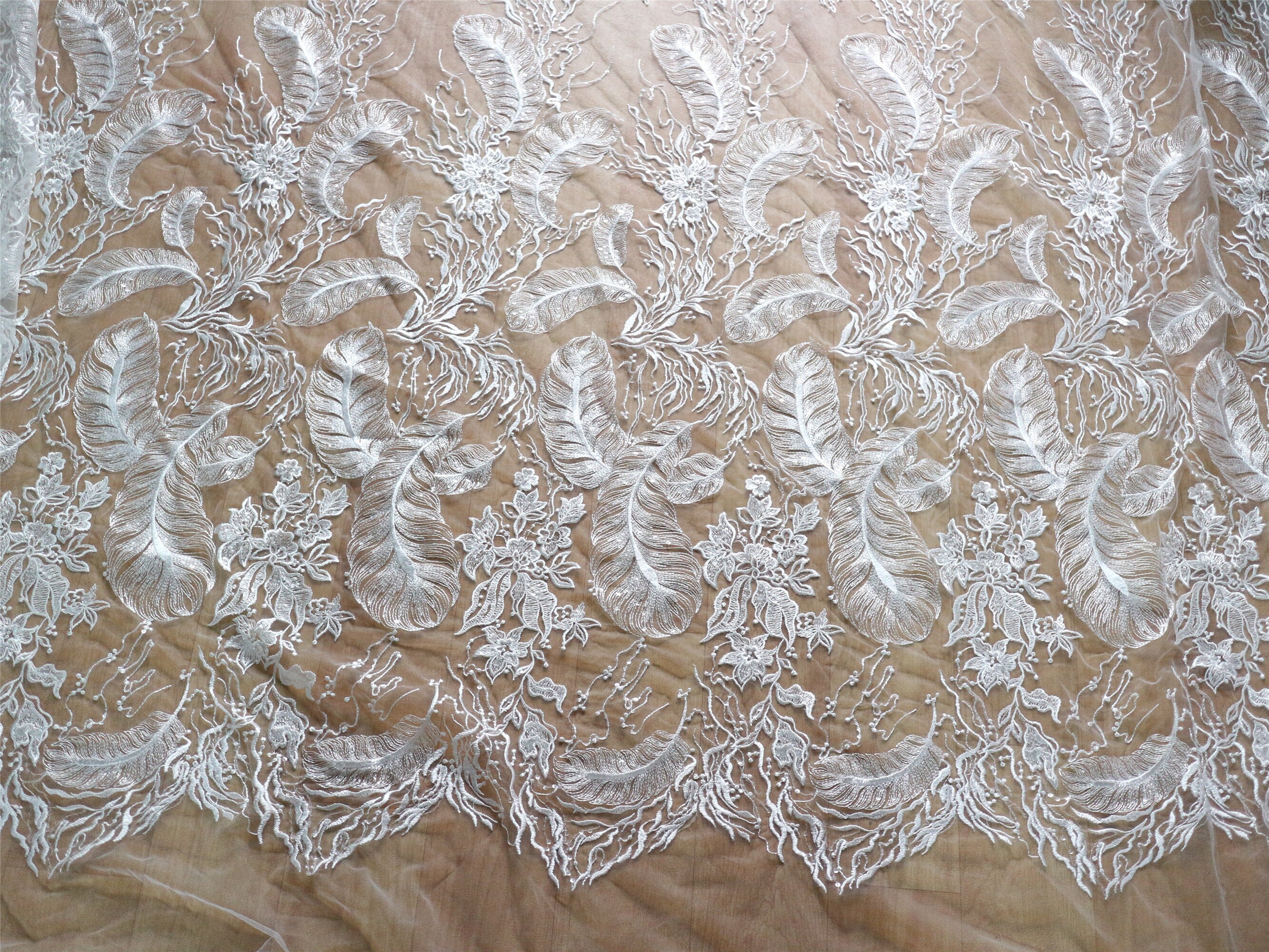 Leaves lace fabric Baroque lace fabric white lace | Etsy