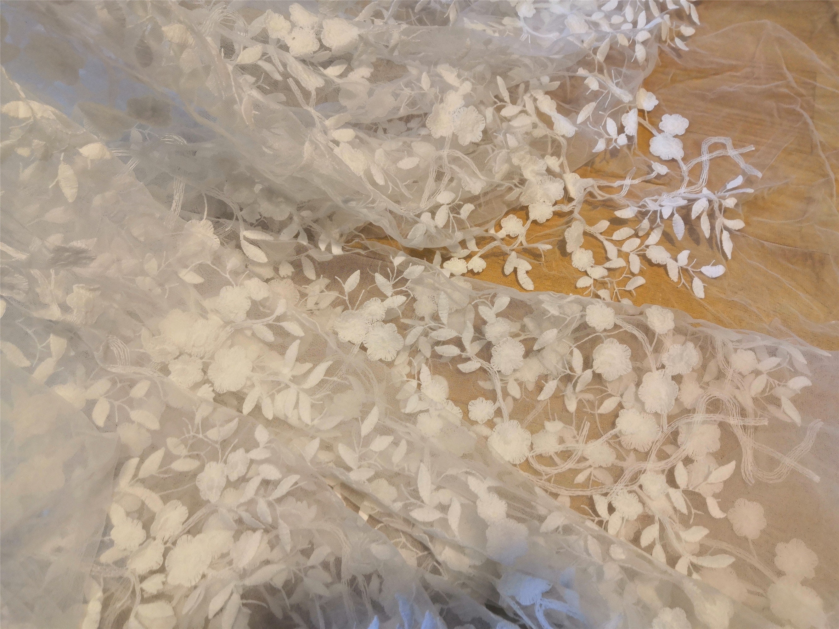 Embroidery laceCotton Lace Fabric in off White ecru white | Etsy