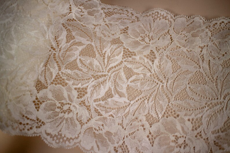 Ivory White Lace Fabric Stretch Lace Trimmingpure White | Etsy