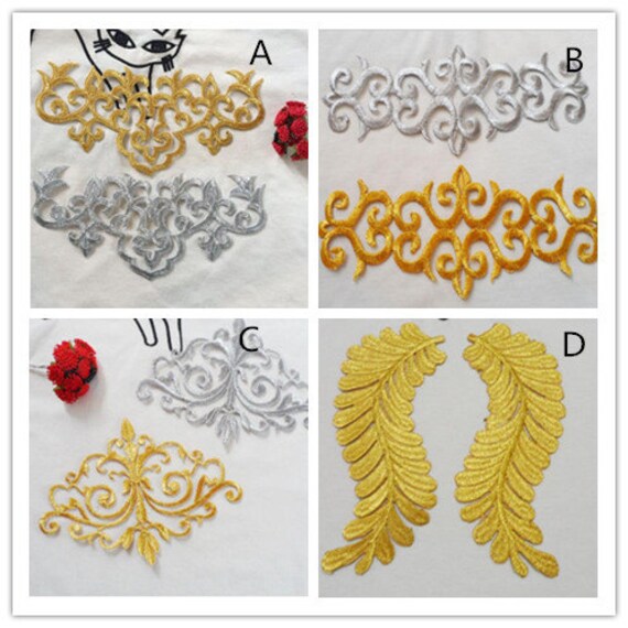 Metallic Gold Embroidery Patch Silver patch Gold applique | Etsy