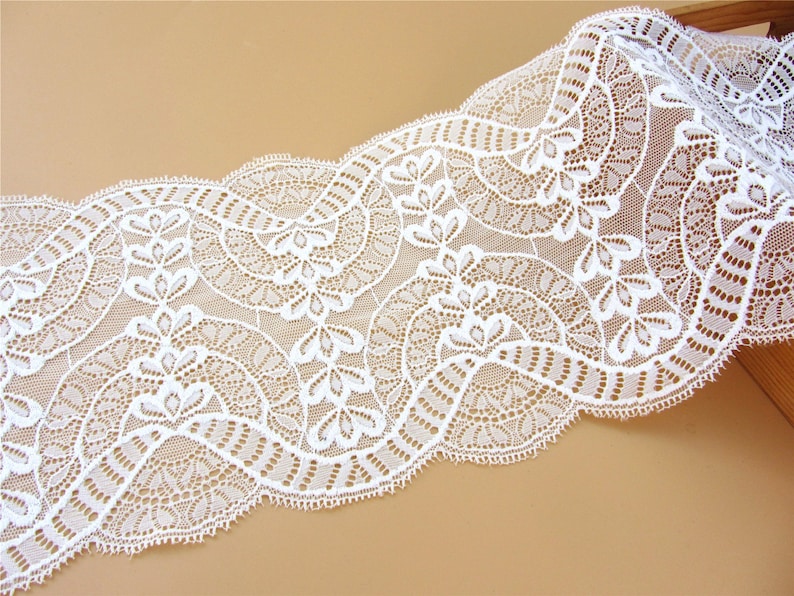 Off White Wedding Lace Trimmingstretch Lace Trim Extra Wide - Etsy