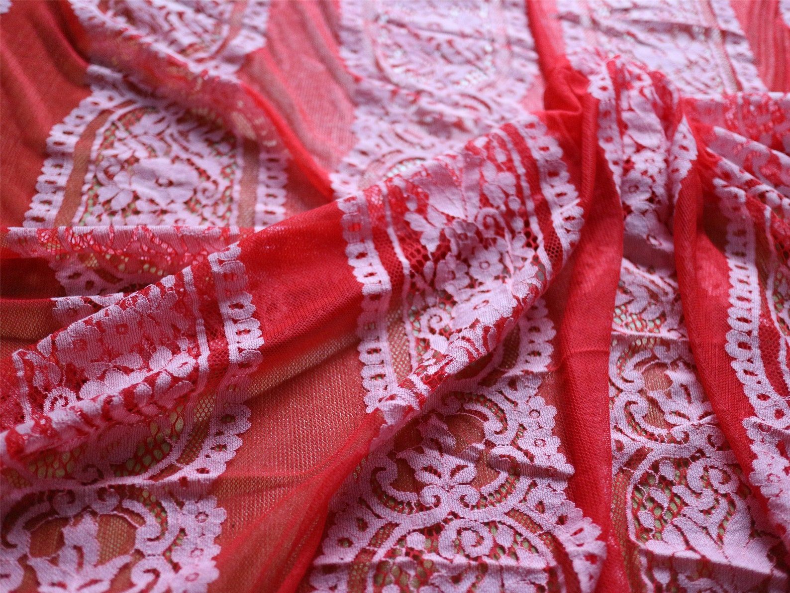 Red Lace Fabriceyelash lace fabric for dress eyelash lace | Etsy