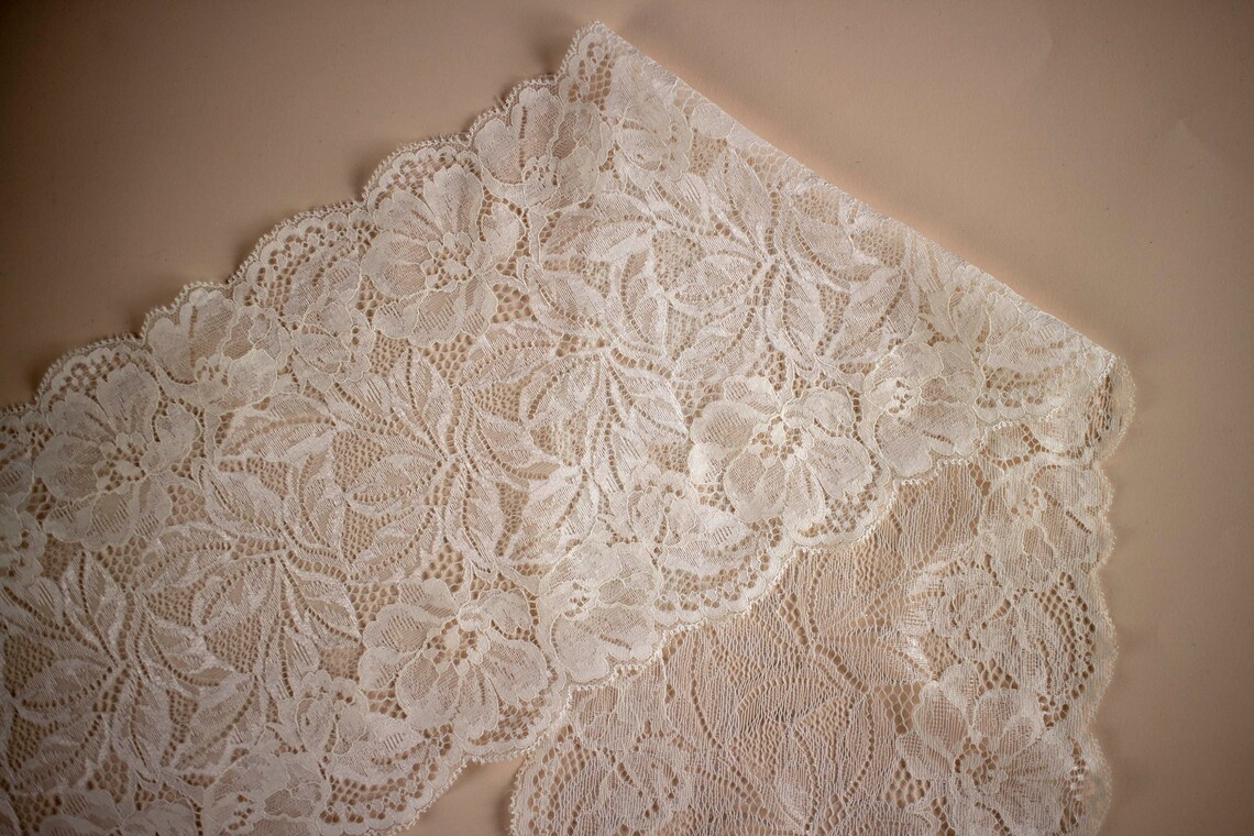 Ivory White Lace Fabric Stretch Lace Trimmingpure White | Etsy