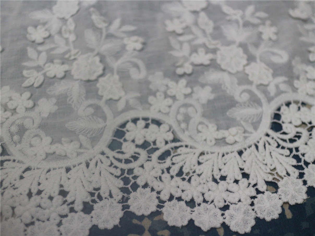 Cotton ivory Lace Fabric in off White Retro 3DFlower Lace | Etsy
