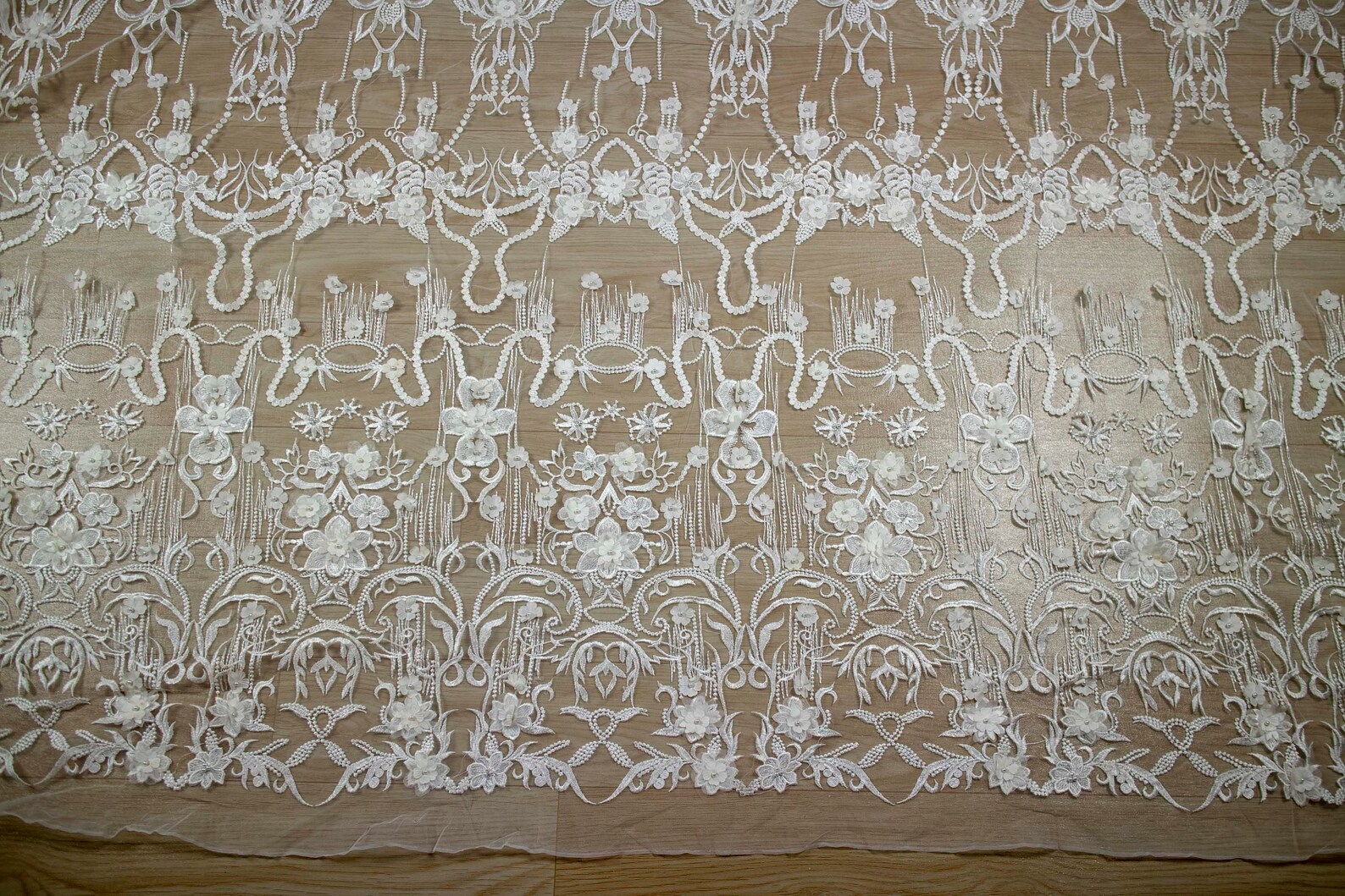 1yard Wedding Lace embroidery Lace With 3D Flower White Lace | Etsy