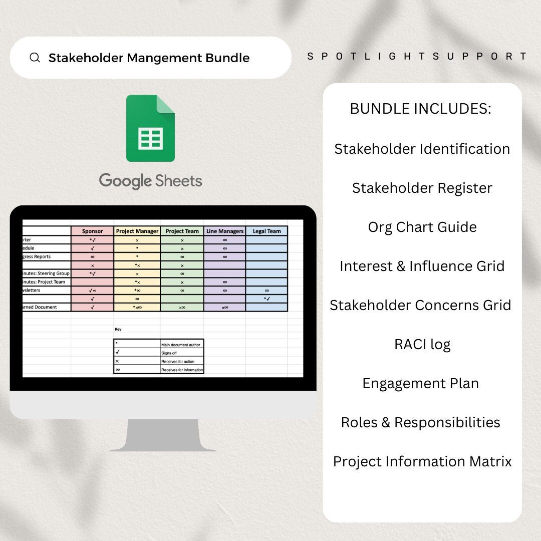Stakeholder Management Pack Digital Toolkit Planning - Etsy