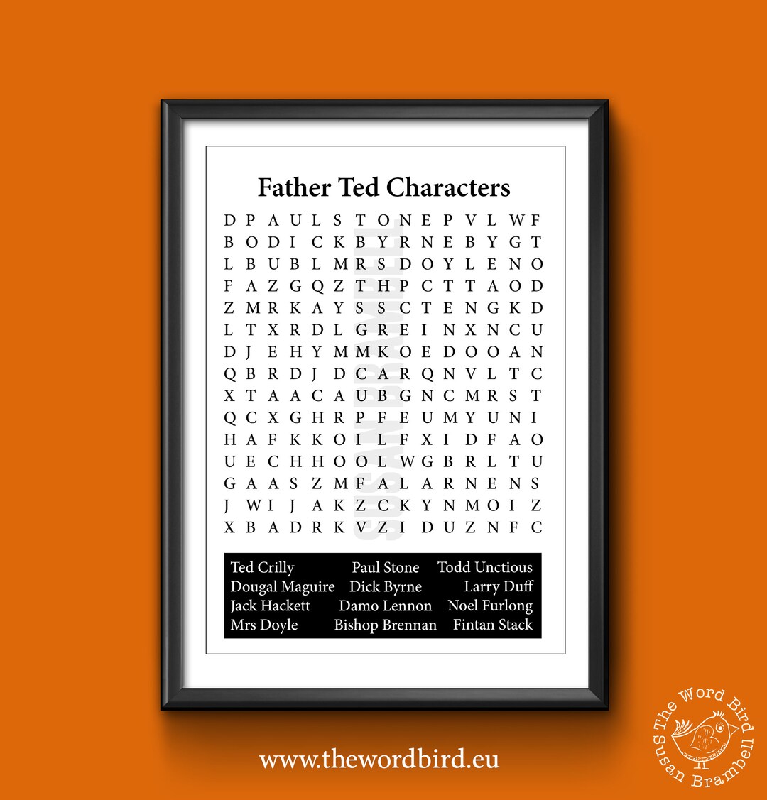 Father Ted Word Search Print by the Word Bird Word Art Ireland - Etsy