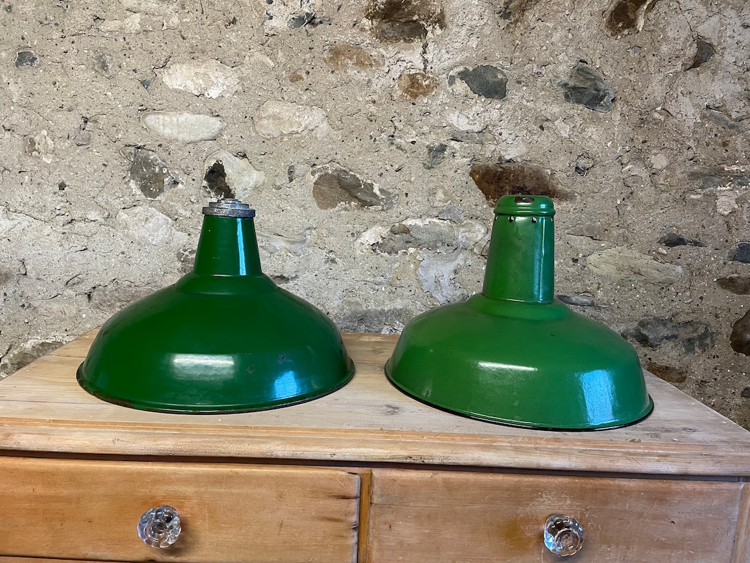 Vintage Industrial Enamel Light Shades X 2 - Etsy