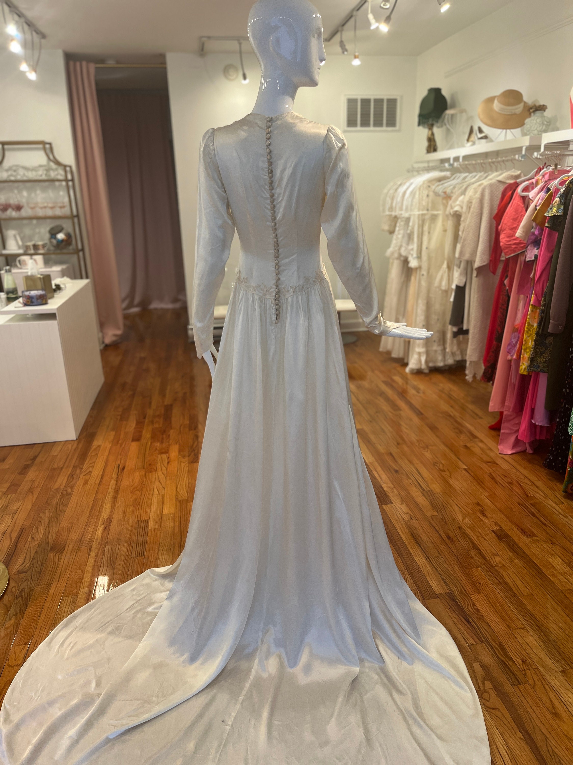 1940s Liquid Satin Wedding Gown - Etsy