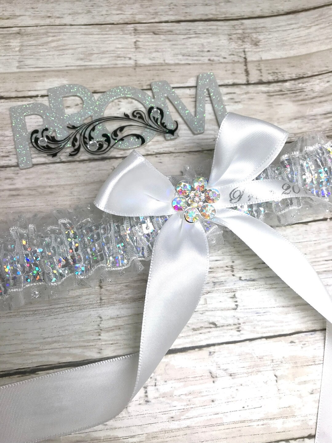 Iridescent Prom Garter, White Prom Garter, Garter for Prom - Etsy