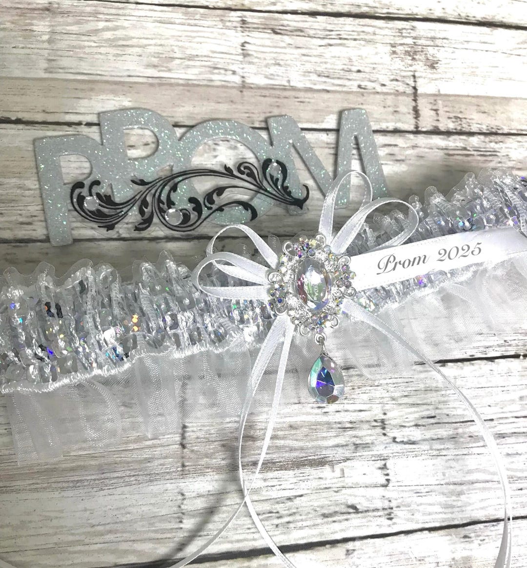 White Iridescent Prom Garter. Prom Garter in White and Iridescent ...