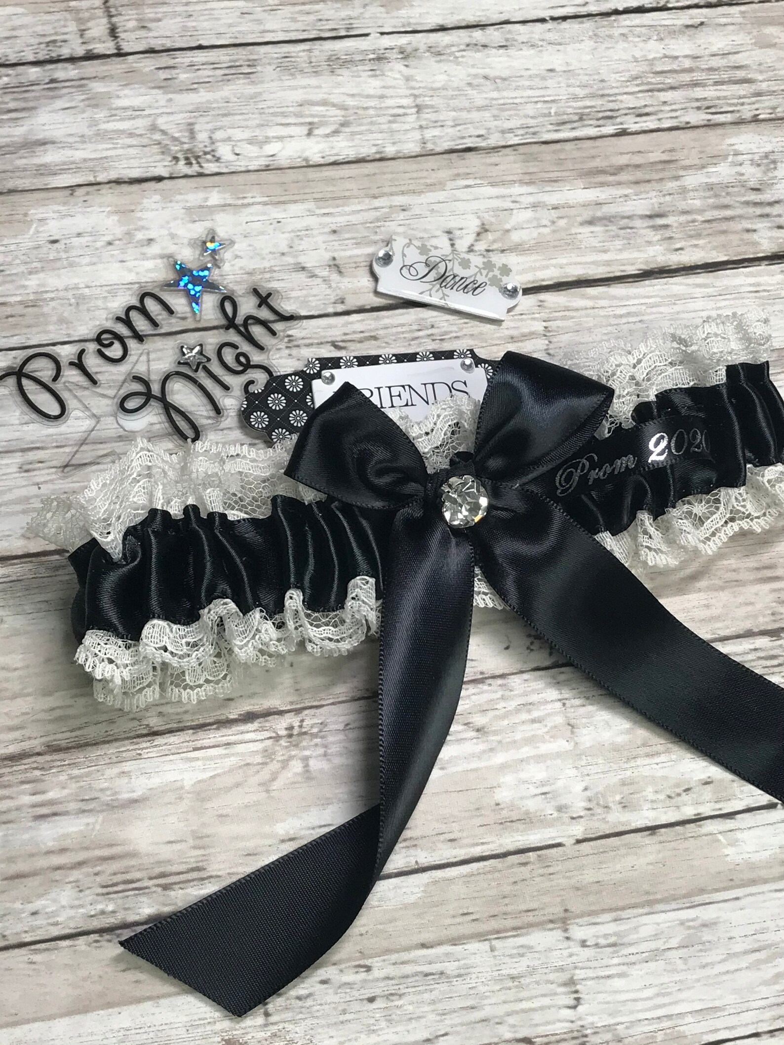 Prom Garter. Prom Garters Black Satin and Ivory Lace Garter. - Etsy