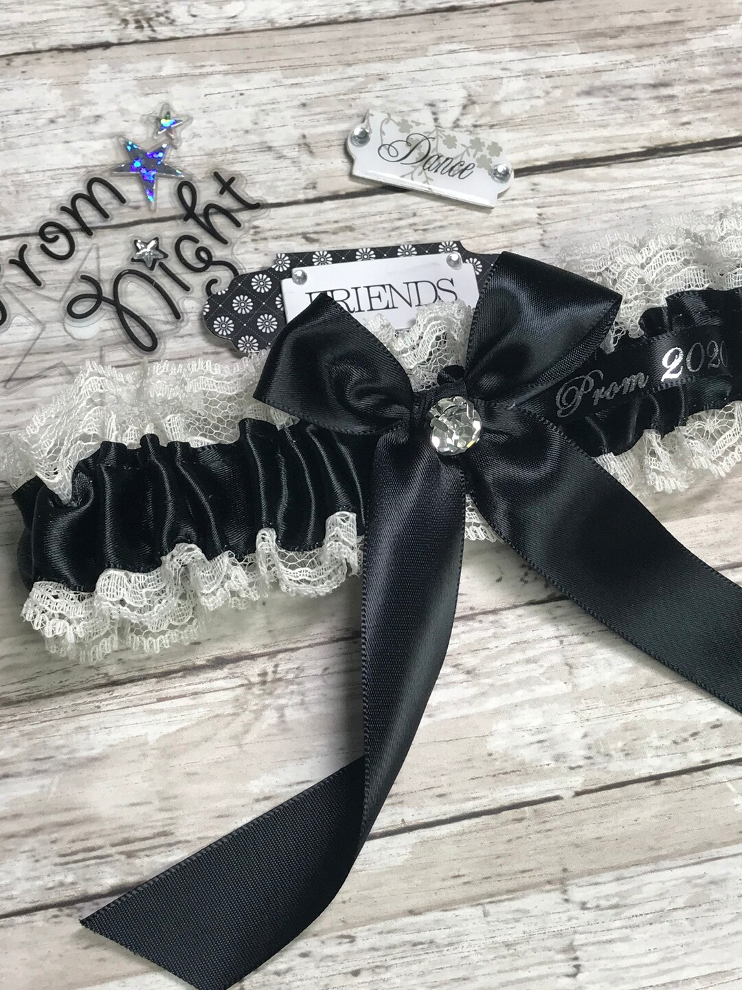 Prom Garter. Prom Garters, Black Satin and Ivory Lace Garter. - Etsy
