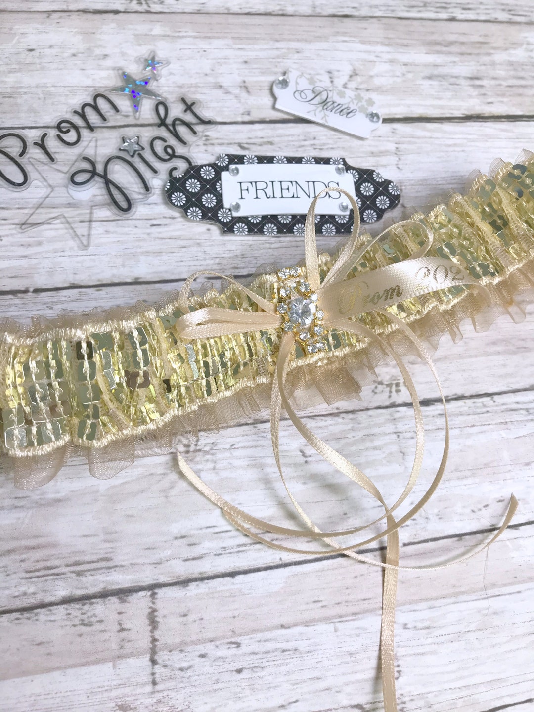 Gold Champagne Prom Garter. Gold Prom Garter. Prom Garters. - Etsy