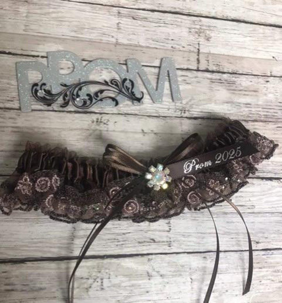Brown Beaded Prom Garter. Prom Garter in Brown and Pink. Prom Garters ...