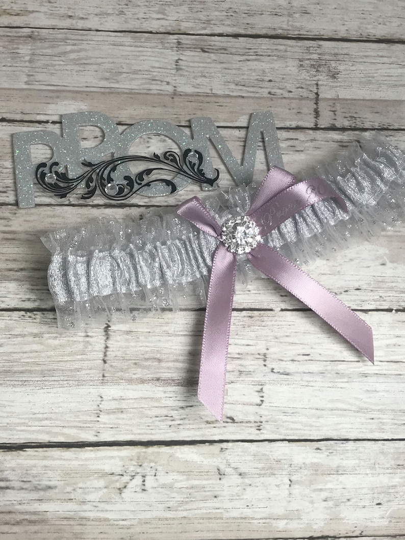Mauve Rose and Sparkle Silver Prom Garter. Prom Garter With a - Etsy