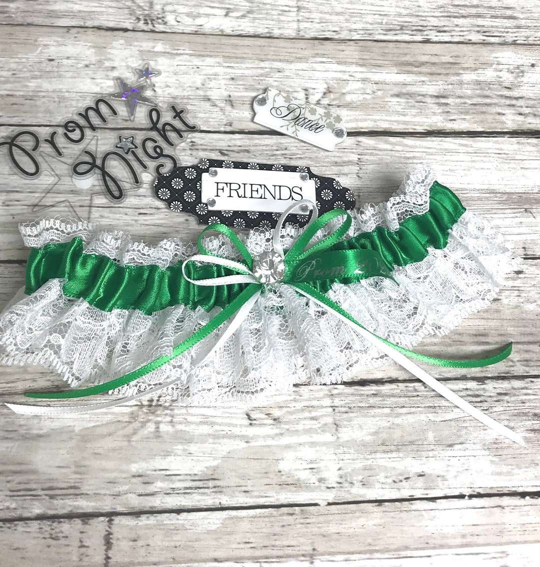 Emerald Green and White Prom Garter. Prom Garters - Etsy