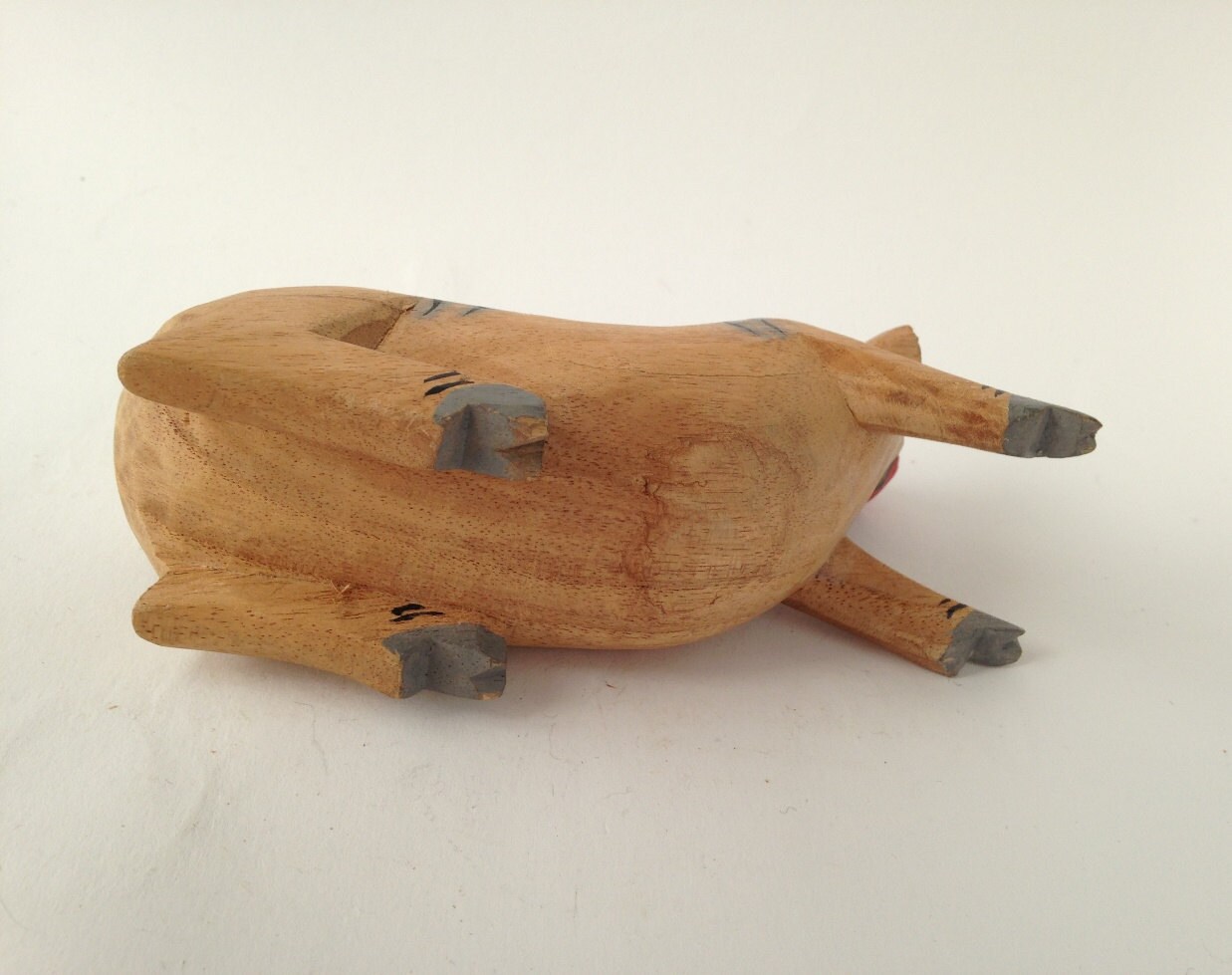 Primitive Wood Pig Figurine With Painted Details - Etsy