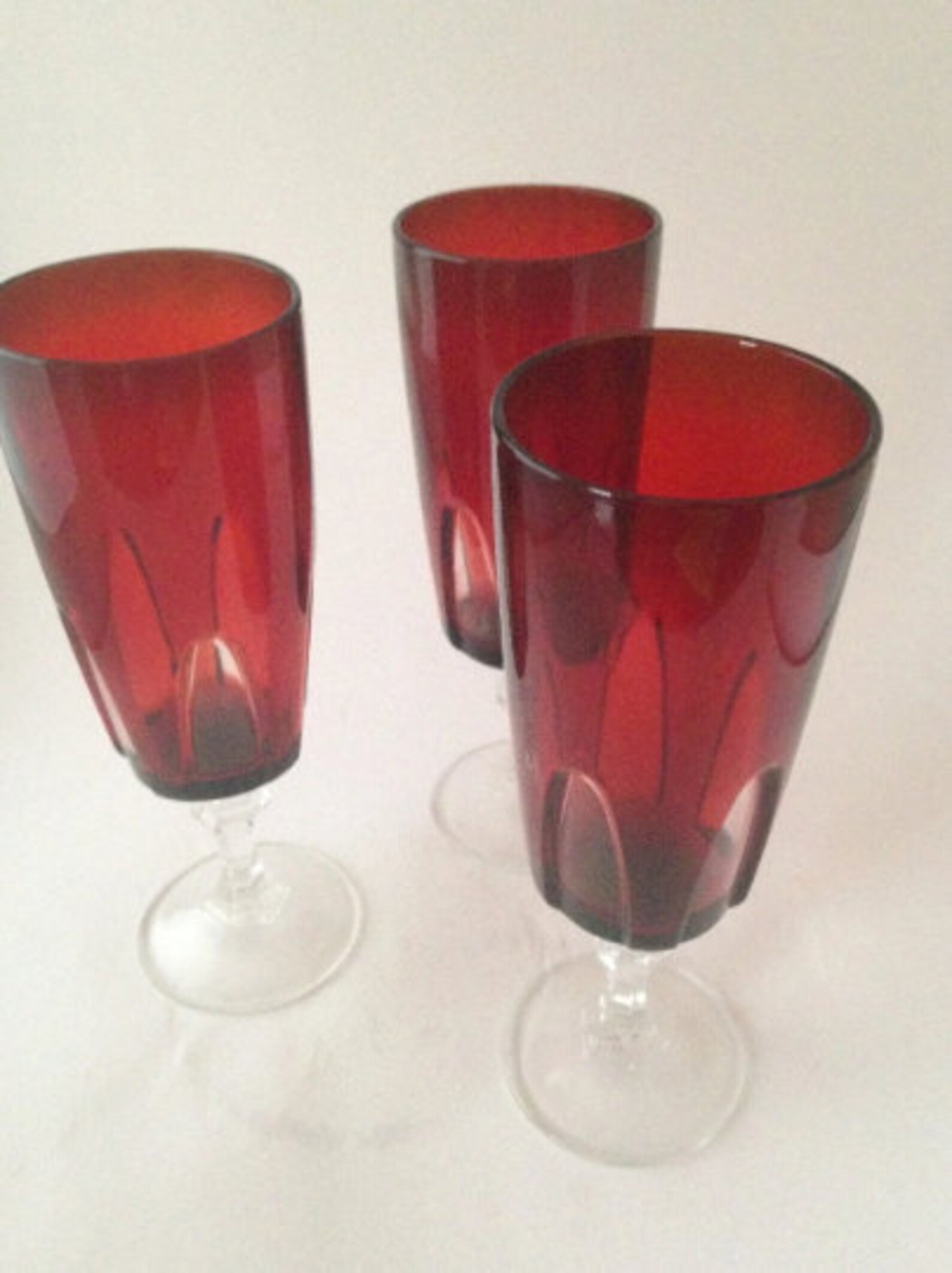 Ruby Red Glasses With Clear Glass Accents, Stemmed Goblet - Etsy