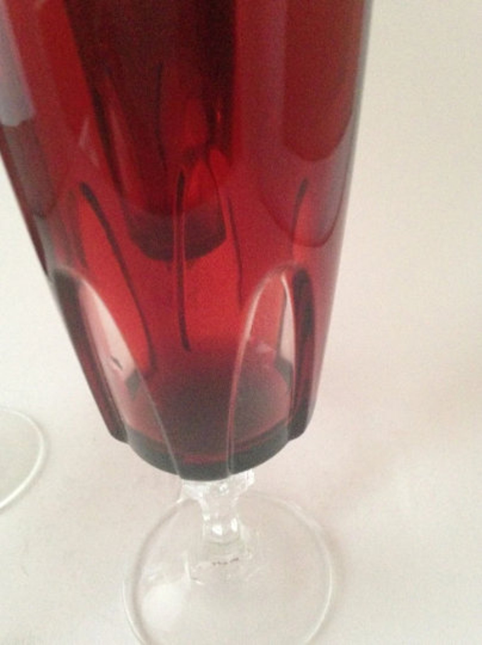 Ruby Red Glasses With Clear Glass Accents, Stemmed Goblet - Etsy